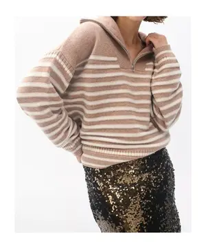 Rag & Bone Striped Half-zip Sweater - Camel