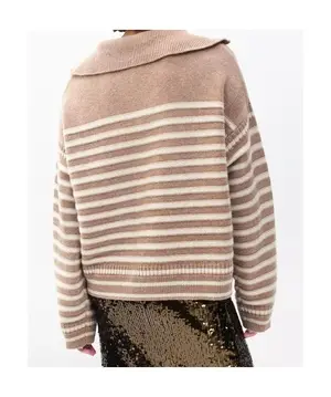 Rag & Bone Striped Half-zip Sweater - Camel