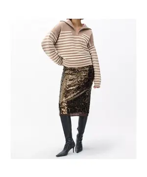 Rag & Bone Striped Half-zip Sweater - Camel