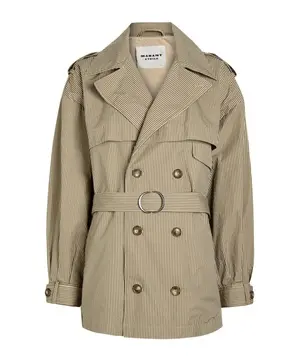 Isabel Marant Étoile Striped Belted Cotton Jacket - Nude
