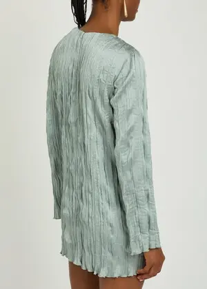 Staud Kona Plissé Mini Dress - Gray