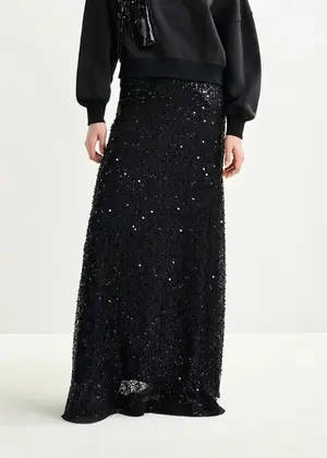 Essentiel Antwerp Panelled Maxi Skirt With Sequin And Bead Embellishments