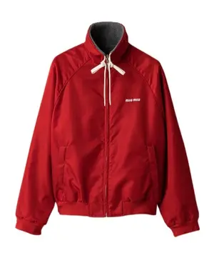 Miu Miu Miu Miu Technical Gazar And Fleece Reversible Bomber Jacket Red