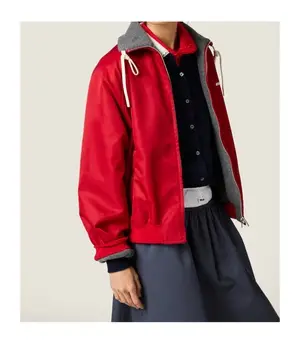 Miu Miu Technical Gazar And Fleece Reversible Bomber Jacket - Red