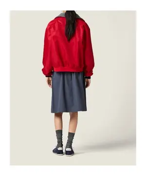 Miu Miu Technical Gazar And Fleece Reversible Bomber Jacket - Red