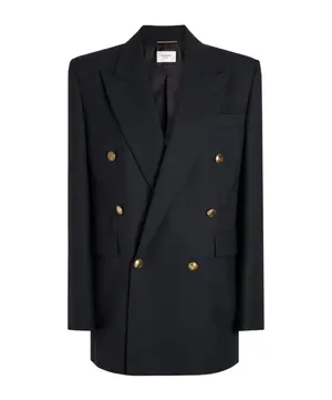 Saint Laurent Double-breasted Wool Blazer - Black