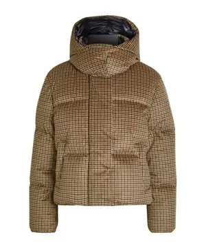 Moncler Quierzy Padded Houndstooth Velvet Jacket - Brown