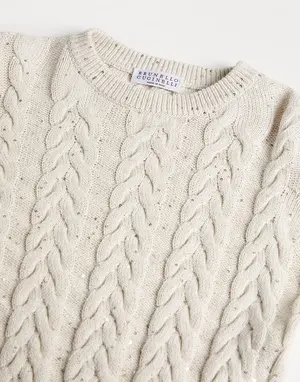 Brunello Cucinelli Dazzling Double-cable Sweater With Sequins