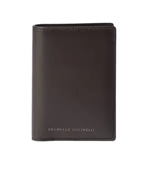 Brunello Cucinelli Calfskin Passport Holder - Rust-brown
