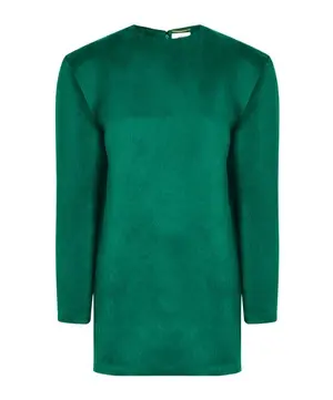 Saint Laurent Brushed Silk Mini Dress - Green