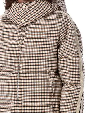 Palm Angels Micro Check Hooded Puffer Jacket
