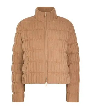 Moncler Padded Wool And Cashmere-blend Jacket - Nude