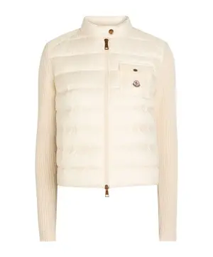 Moncler Quilted Wool And Cashmere-blend Cardigan - White