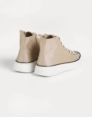 Brunello Cucinelli Glitter-detail High-top Sneakers - Nude