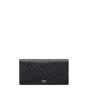 Fendi Shadow Logo Plaque Wallet - Black