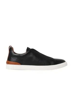 Zegna Round Head Low-cut Casual Sneakers - Black