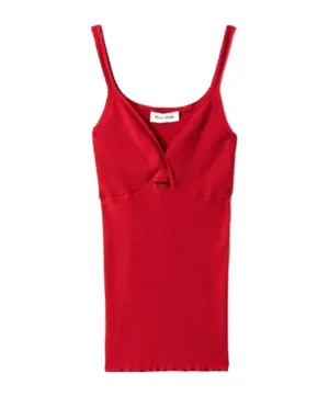 Miu Miu Ribbed Knit Camisole Top - Red