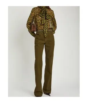 Saint Laurent Leopard Semi-sheer Silk Blouse