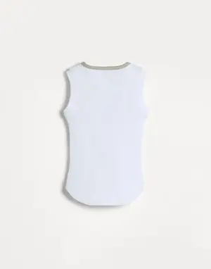 Brunello Cucinelli Ribbed Sleeveless Top With Curved Hem