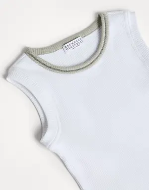 Brunello Cucinelli Ribbed Sleeveless Top With Curved Hem