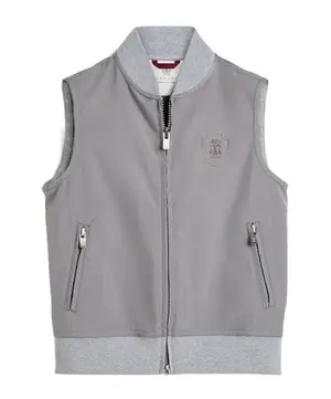 Brunello Cucinelli Zip-up Waistcoat With Rib Knit Details - Grey