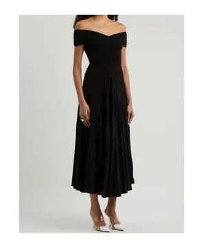 Alaïa Off-the-shoulder Ribbed Wool Midi Dress