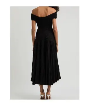 Alaïa Off-the-shoulder Ribbed Wool Midi Dress