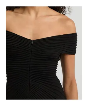 Alaïa Off-the-shoulder Ribbed Wool Midi Dress