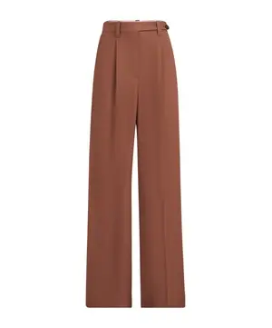 Brunello Cucinelli Viscose And Linen Fluid Twill Wide Trousers With Monili - Brown