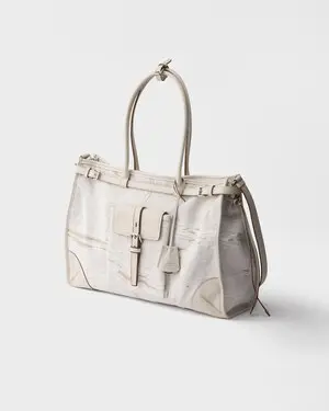 Prada Bonnie Extra-large Printed Linen And Leather Tote Bag