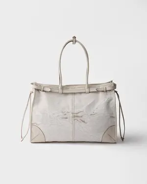 Prada Bonnie Extra-large Printed Linen And Leather Tote Bag