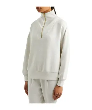 Varley Doublesoft Stretch-jersey Sweatshirt With Half-zip Neck - White