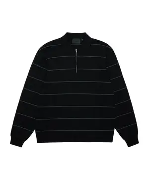 Rains Striped Knit Long-sleeved Polo Shirt