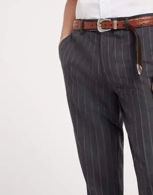 Brunello Cucinelli Virgin-wool Pinstripe Trousers - Grey