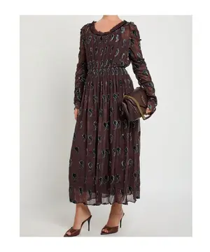 Tory Burch Paisley-devoré Silk-blend Midi Dress - Black