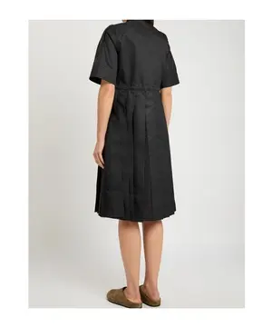 Moncler Pleated Cotton-blend Midi Shirt Dress