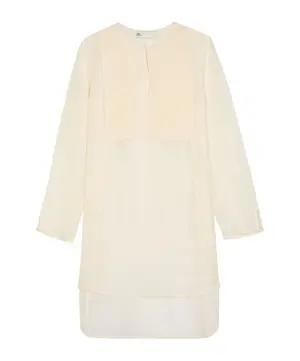 Tory Burch Pintucked Linen And Silk-blend Tunic
