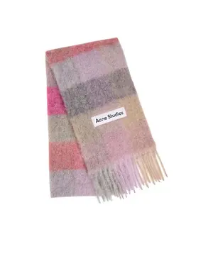 Acne Studios Striped Scarf With Tassel Trim - Nude
