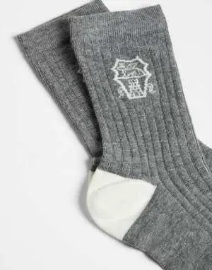 Brunello Cucinelli Cotton Rib-knit Socks With Intarsia