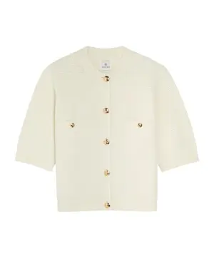 ANINE BING Knit Short-sleeved Cardigan - Ivory
