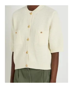 ANINE BING Short-sleeved Cardigan - Ivory