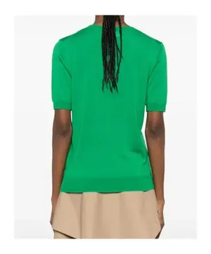 P.a.r.o.s.h Round Neck Short Sleeve Knitted Top
