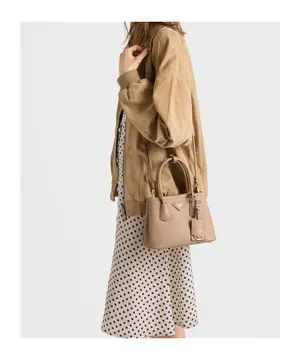 Prada Double Saffiano Leather Mini Bag - Cameo