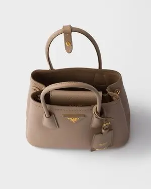Prada Double Saffiano Leather Mini Bag - Cameo