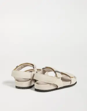 Brunello Cucinelli Lamé Monili Leather Sandals