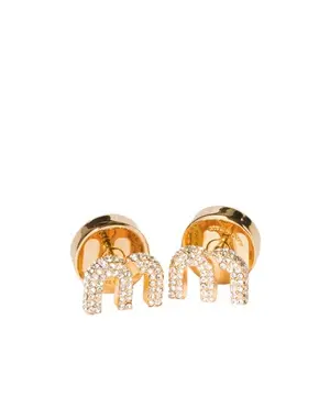 Miu Miu Embellished Logo Earrings - Yellow