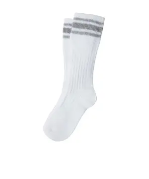 Brunello Cucinelli Striped Ribbed Socks - White