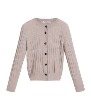 Brunello Cucinelli Ribbed Cashmere Cardigan With Horn Buckles