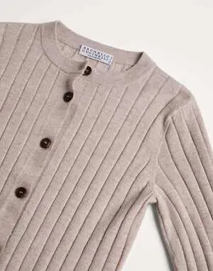 Brunello Cucinelli Ribbed Cashmere Cardigan With Horn Buckles