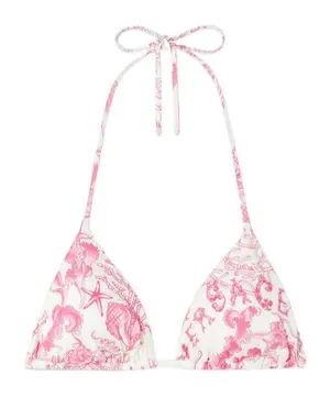 Versace Floral-print Triangle Bikini Top